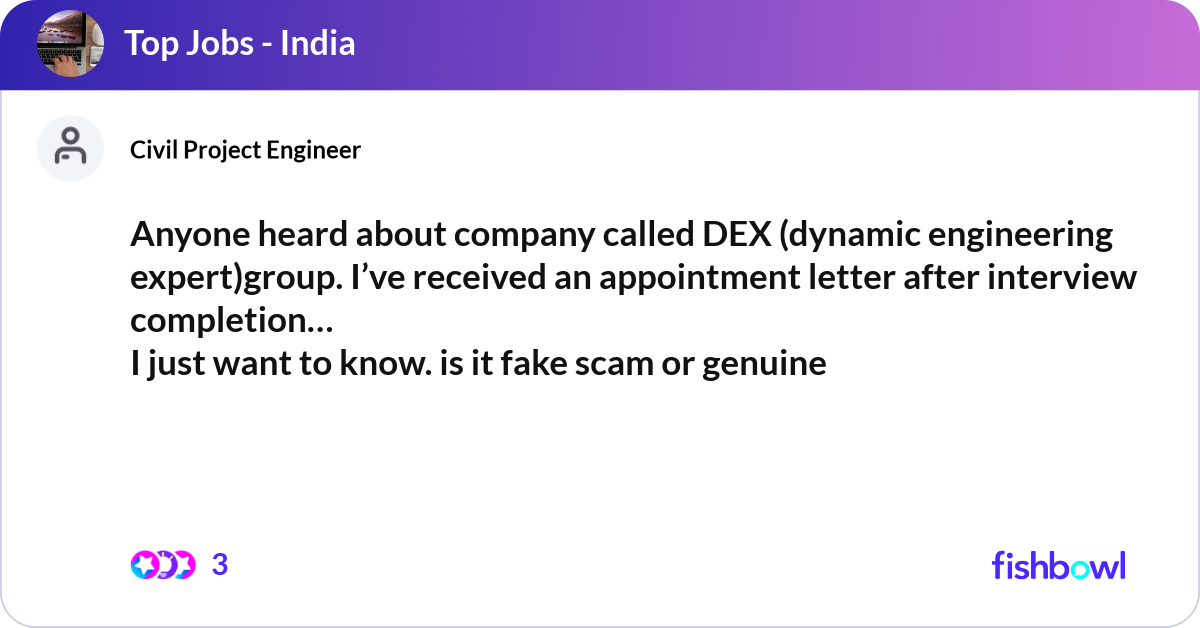 Anyone heard about company called DEX (dynamic eng... | Fishbowl