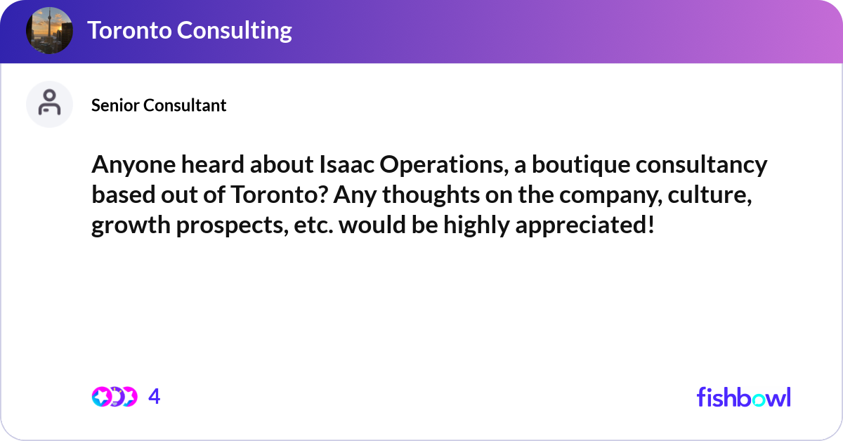 Anyone heard about Isaac Operations, a boutique co... | Fishbowl