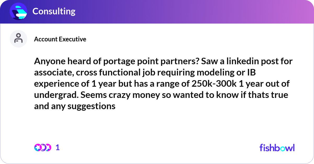 Anyone heard of portage point partners? Saw a link... | Fishbowl