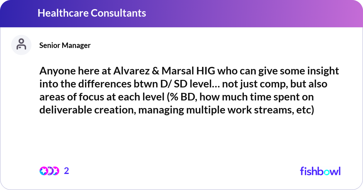 Anyone here at Alvarez & Marsal HIG who can give s... | Fishbowl