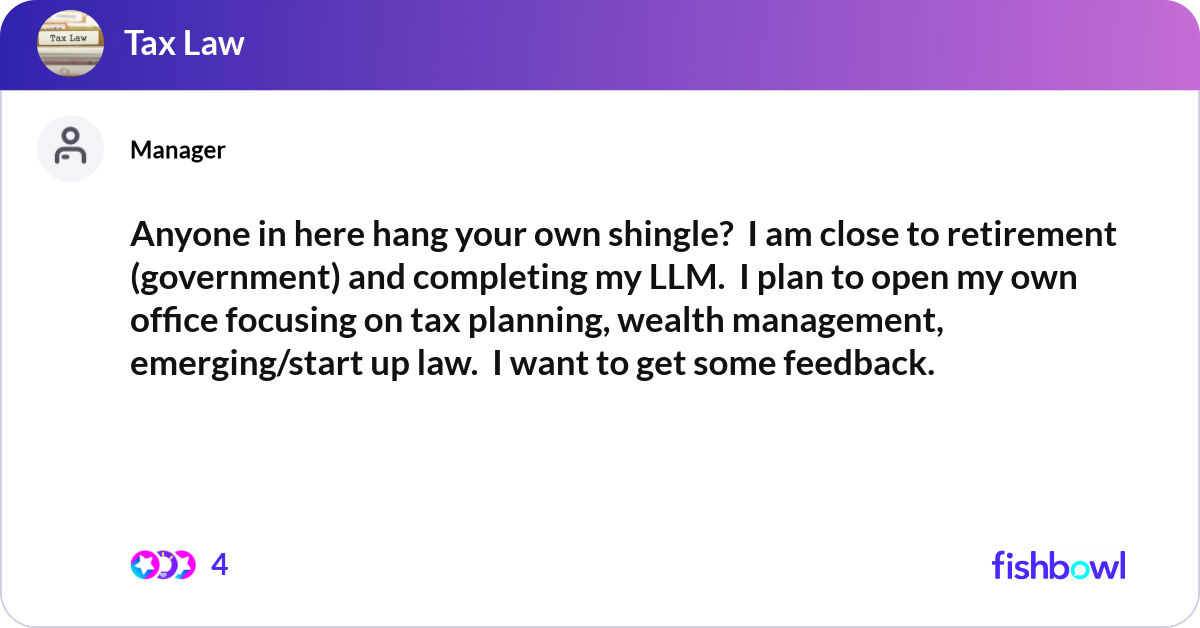Anyone in here hang your own shingle? I am close ... | Fishbowl