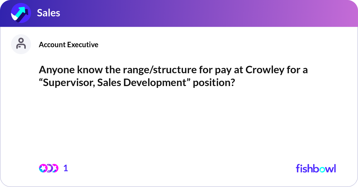 Anyone know the range/structure for pay at Crowley... | Fishbowl