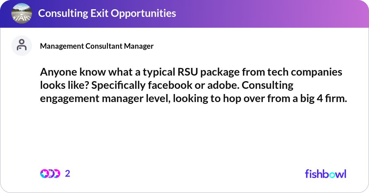 Anyone know what a typical RSU package from tech c... | Fishbowl