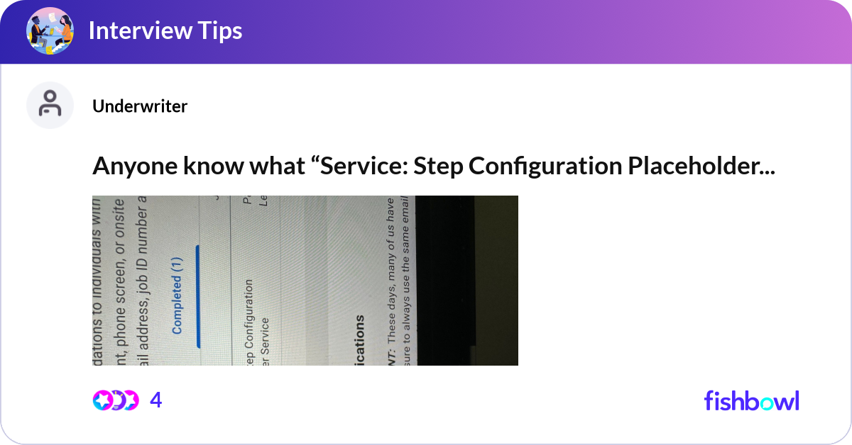 Anyone know what “Service: Step Configuration Plac... | Fishbowl
