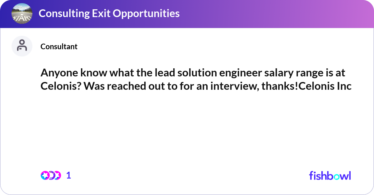 Anyone know what the lead solution engineer salary... | Fishbowl