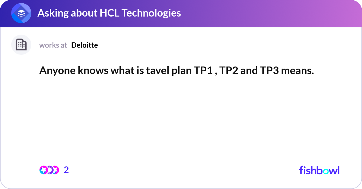 Anyone knows what is tavel plan TP1 , TP2 and TP3 ... | Fishbowl