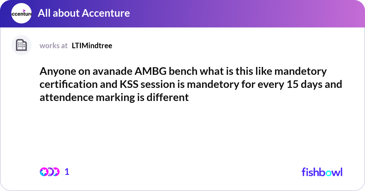 Anyone on avanade AMBG bench what is this like man... | Fishbowl