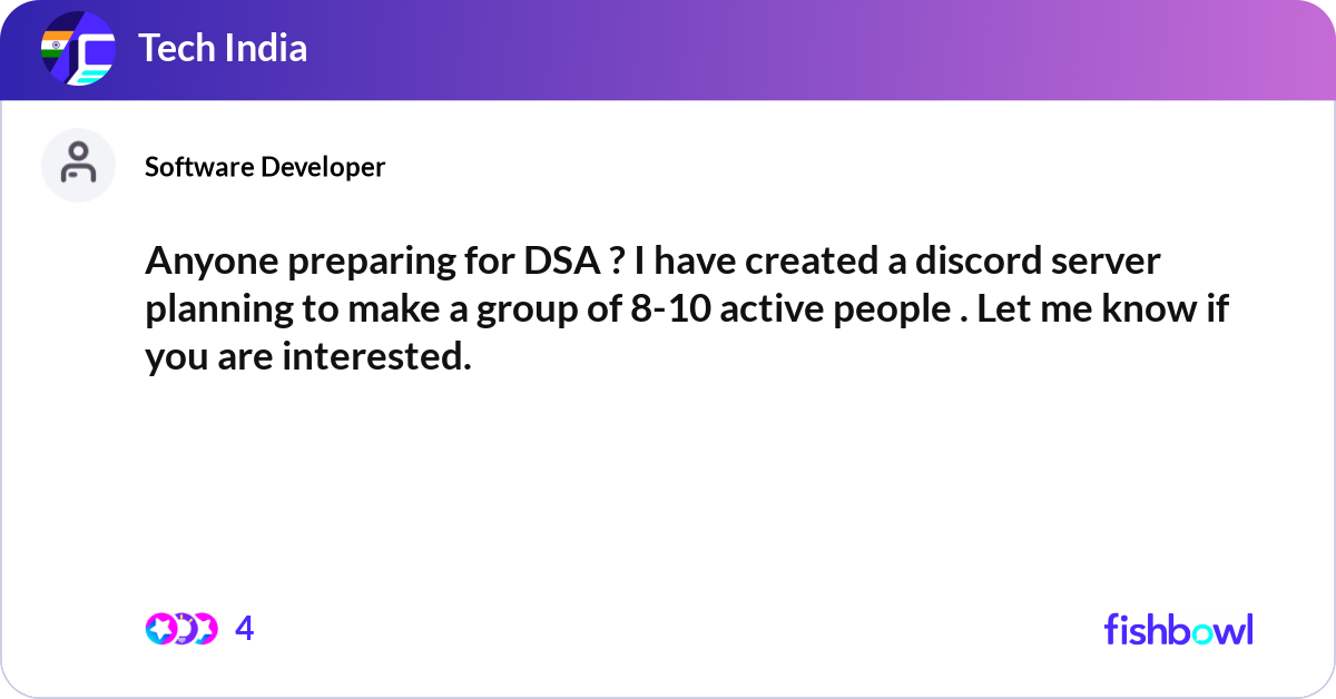 Anyone preparing for DSA ? I have created a discor... | Fishbowl