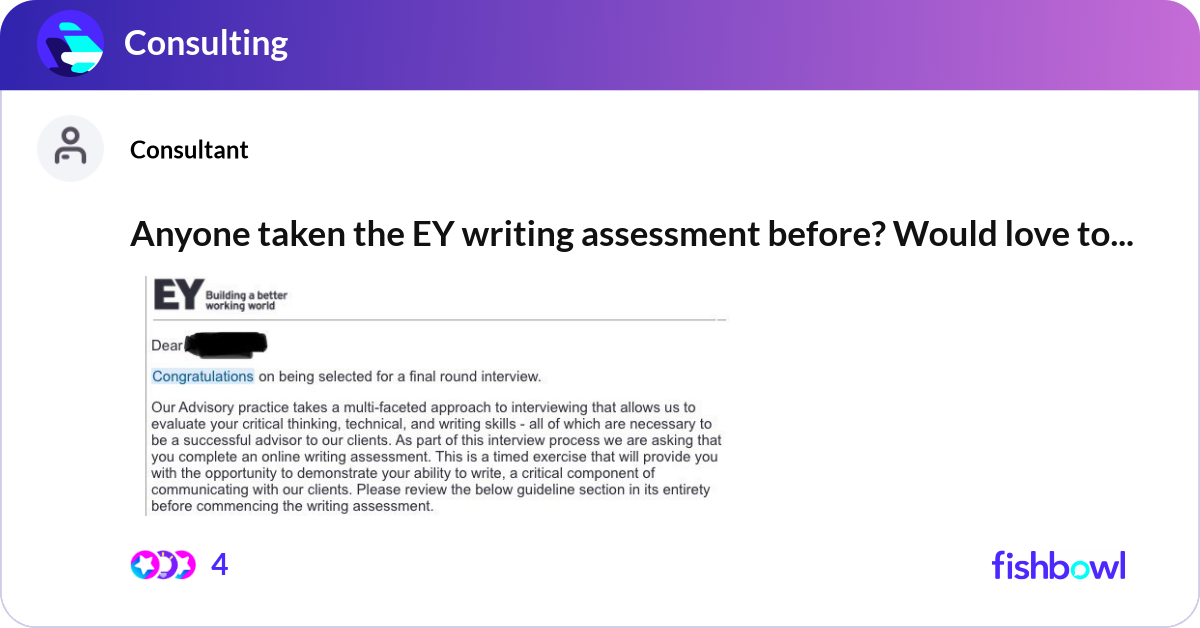 Anyone taken the EY writing assessment before? Wou... | Fishbowl