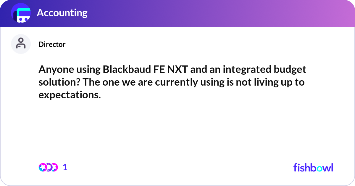 Anyone using Blackbaud FE NXT and an integrated bu... | Fishbowl