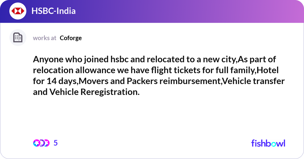 Anyone who joined hsbc and relocated to a new city... | Fishbowl