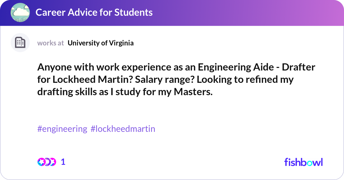 Anyone with work experience as an Engineering Aide... | Fishbowl