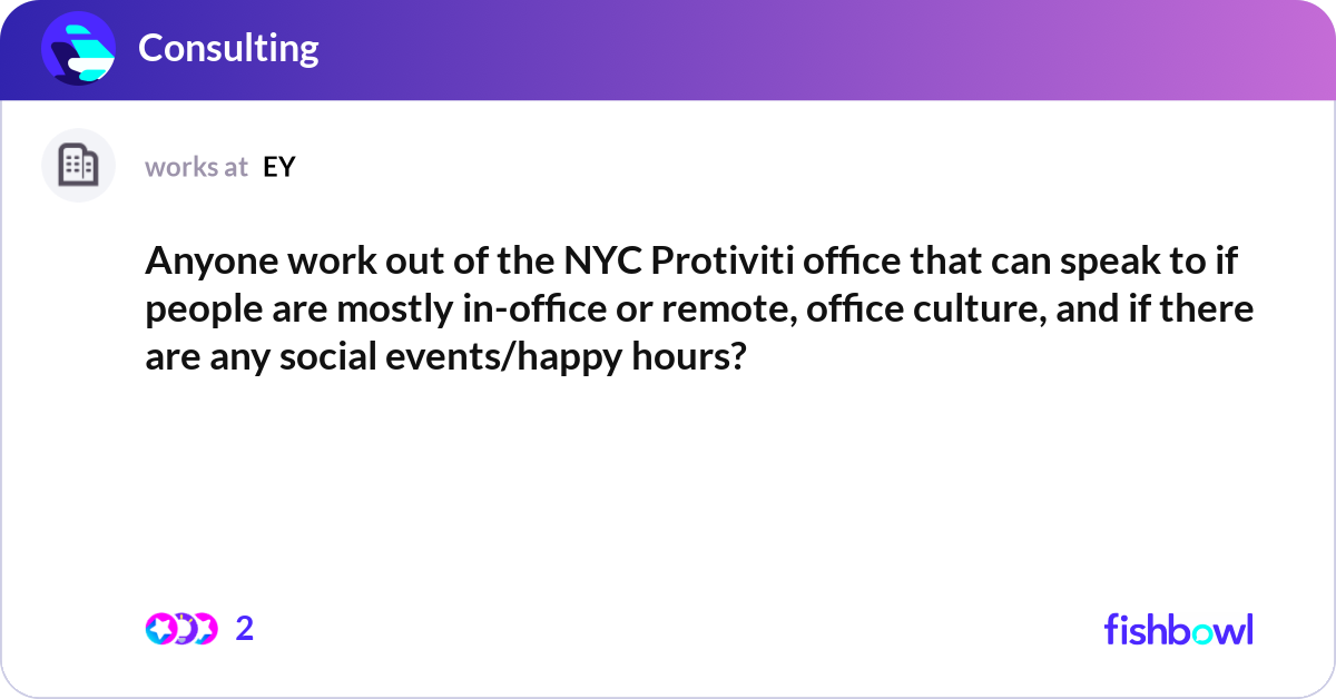 Anyone work out of the NYC Protiviti office that c... | Fishbowl
