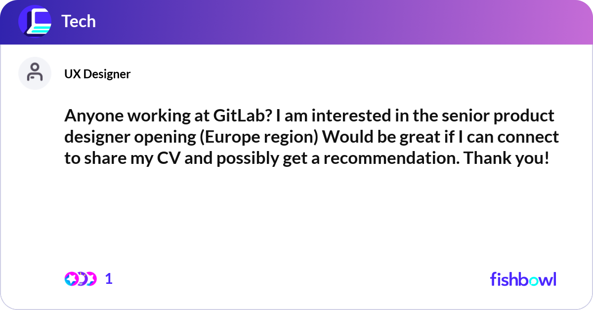 Anyone working at GitLab? I am interested in the s... | Fishbowl