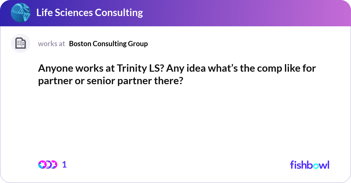 Anyone works at Trinity LS? Any idea what’s the co... | Fishbowl