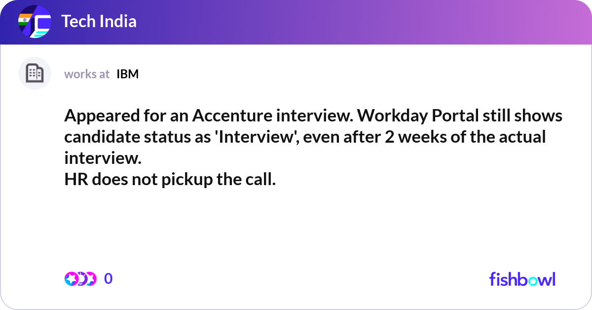 Appeared for an Accenture interview. Workday Porta... | Fishbowl