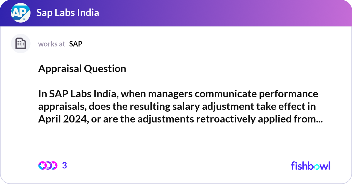 Appraisal Question In SAP Labs India, when manage... | Fishbowl