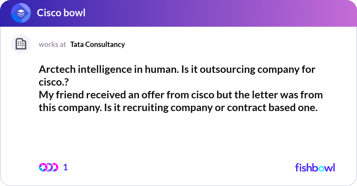 Arctech intelligence in human. Is it outsourcing c... | Fishbowl