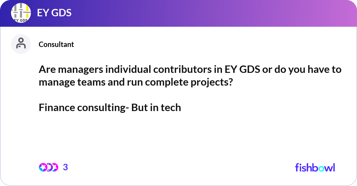 Are managers individual contributors in EY GDS or ... | Fishbowl