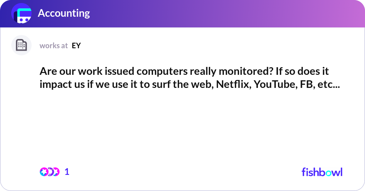Are our work issued computers really monitored? If... | Fishbowl