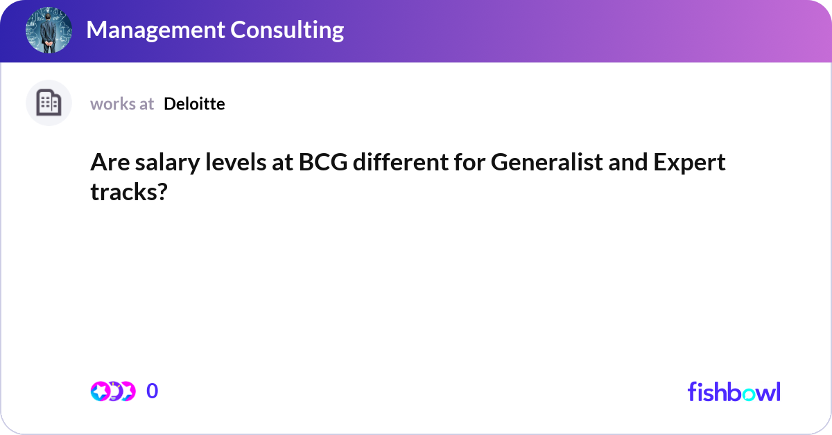 Are salary levels at BCG different for Generalist ... | Fishbowl