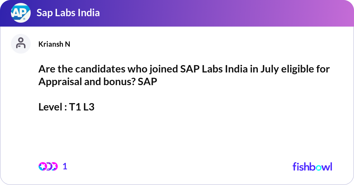 Are the candidates who joined SAP Labs India in Ju... | Fishbowl