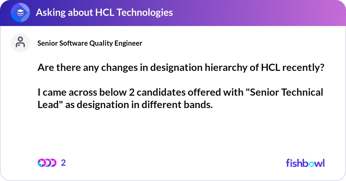 Are there any changes in designation hierarchy of ... | Fishbowl