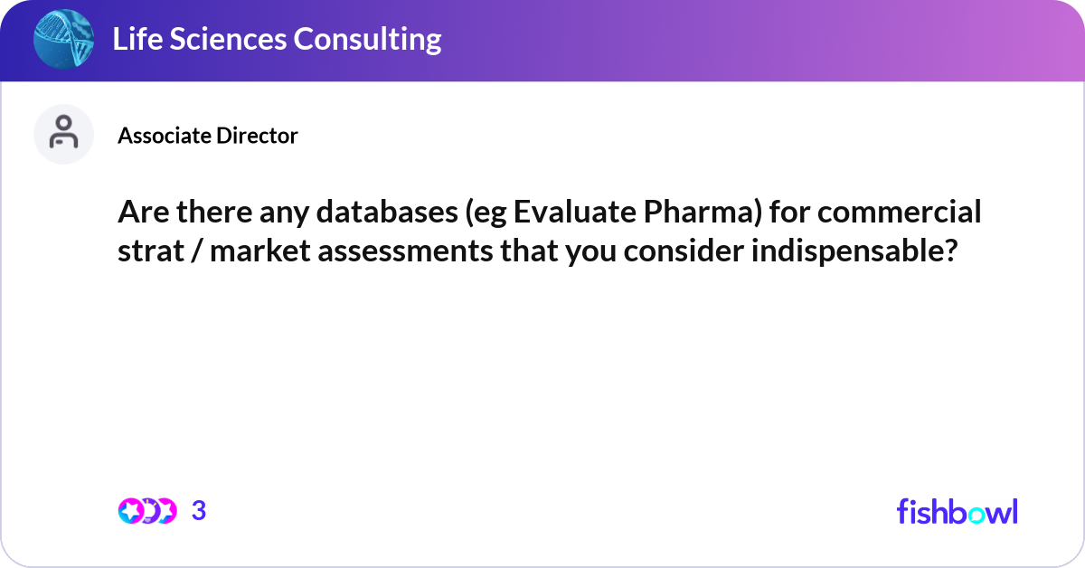 Are there any databases (eg Evaluate Pharma) for c... | Fishbowl