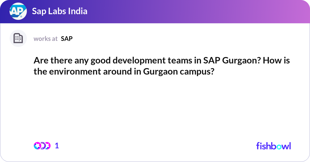 Are there any good development teams in SAP Gurgao... | Fishbowl