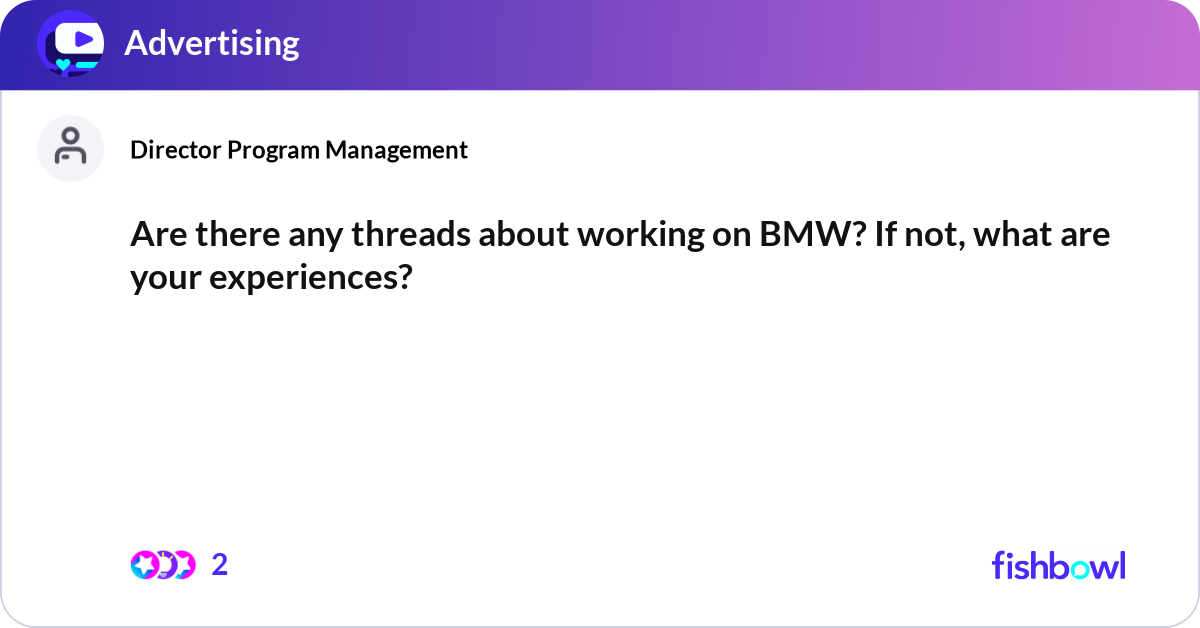 Are there any threads about working on BMW? If not... | Fishbowl