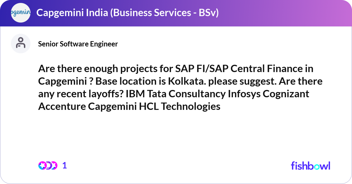 Are there enough projects for SAP FI/SAP Central F... | Fishbowl