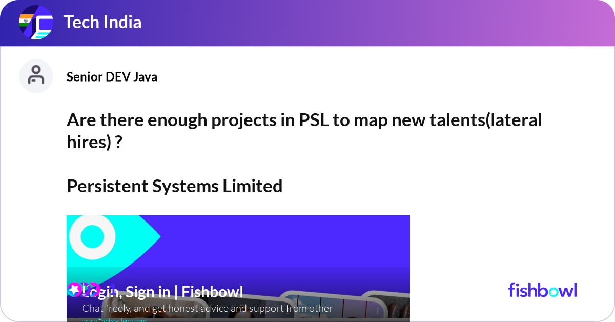 Are there enough projects in PSL to map new talent... | Fishbowl
