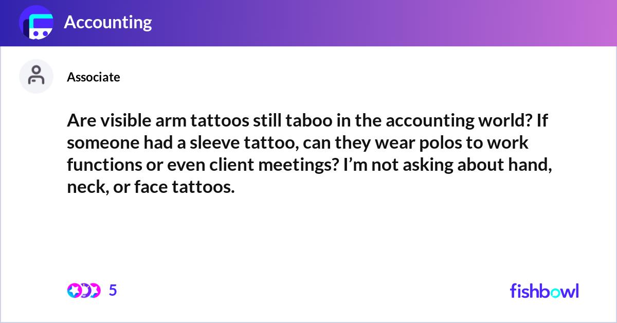 Are visible arm tattoos still taboo in the account... | Fishbowl
