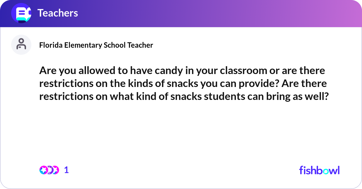 Are you allowed to have candy in your classroom or... | Fishbowl