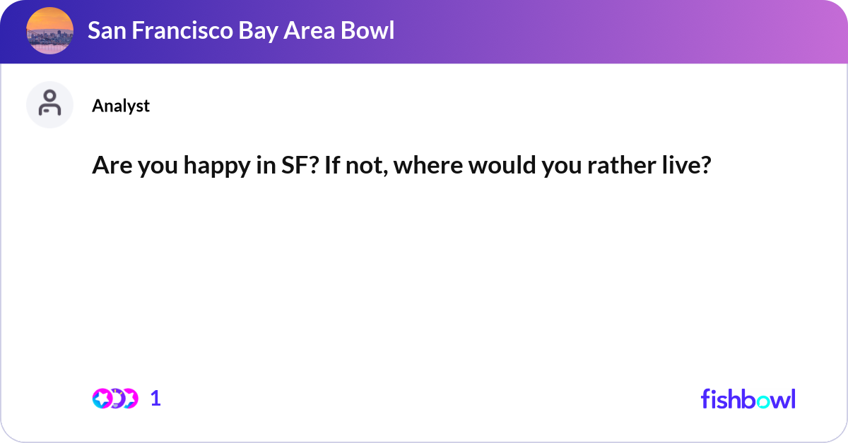 Are you happy in SF? If not, where would you rathe... | Fishbowl