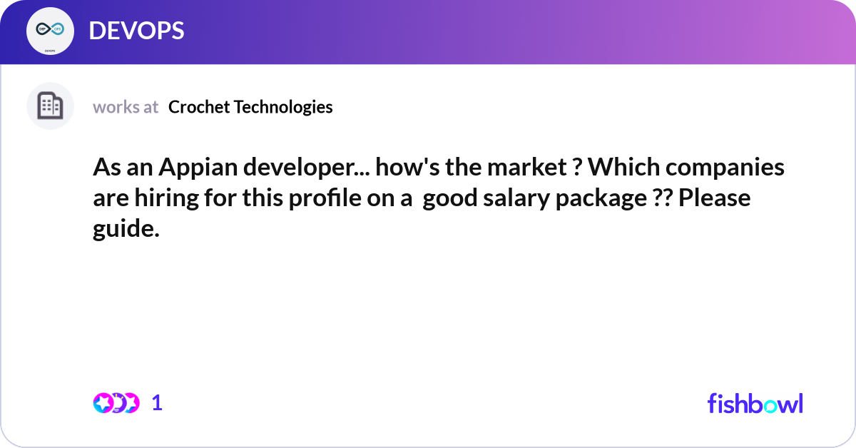 As an Appian developer... how's the market ? Which... | Fishbowl