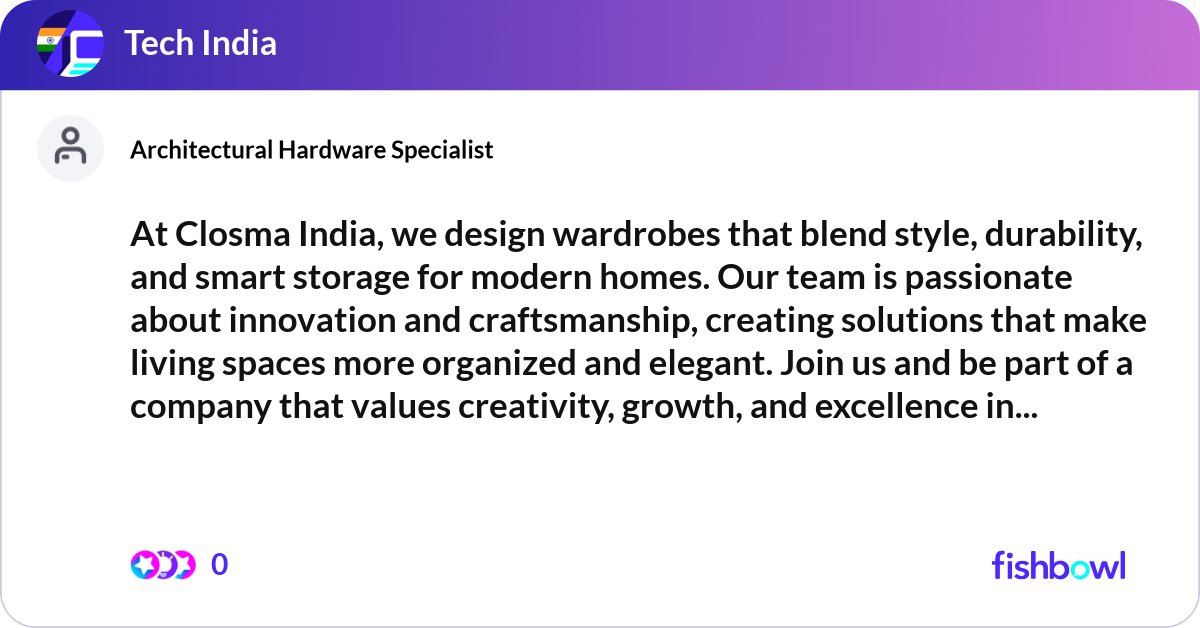 At Closma India, we design wardrobes that blend st... | Fishbowl