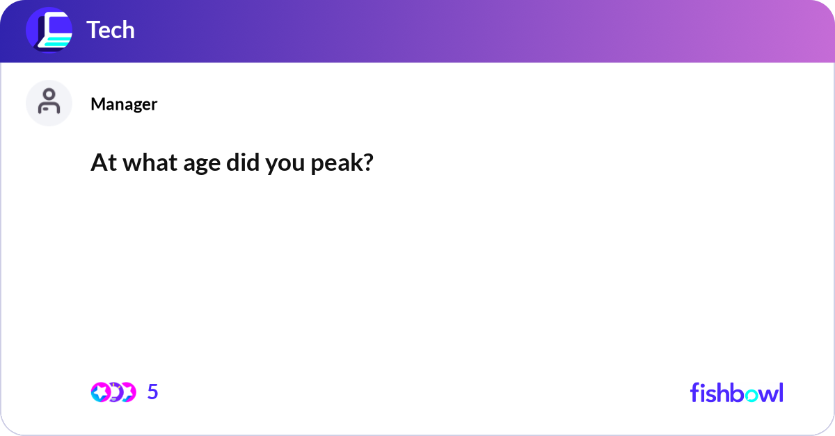 At what age did you peak? | Fishbowl