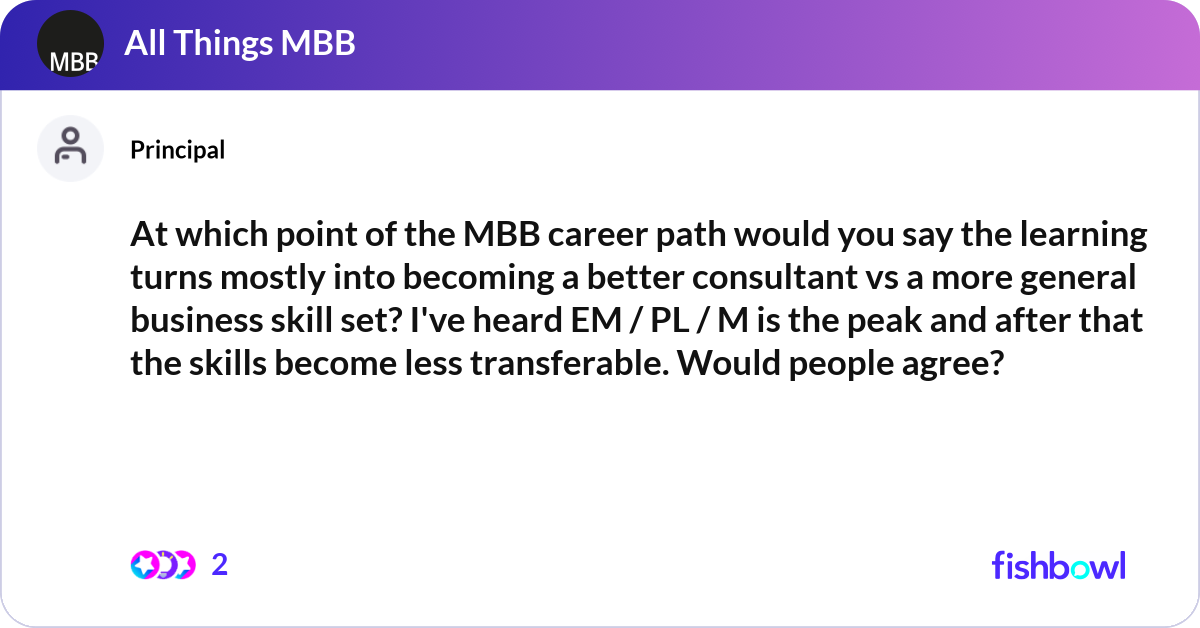 At which point of the MBB career path would you sa... | Fishbowl