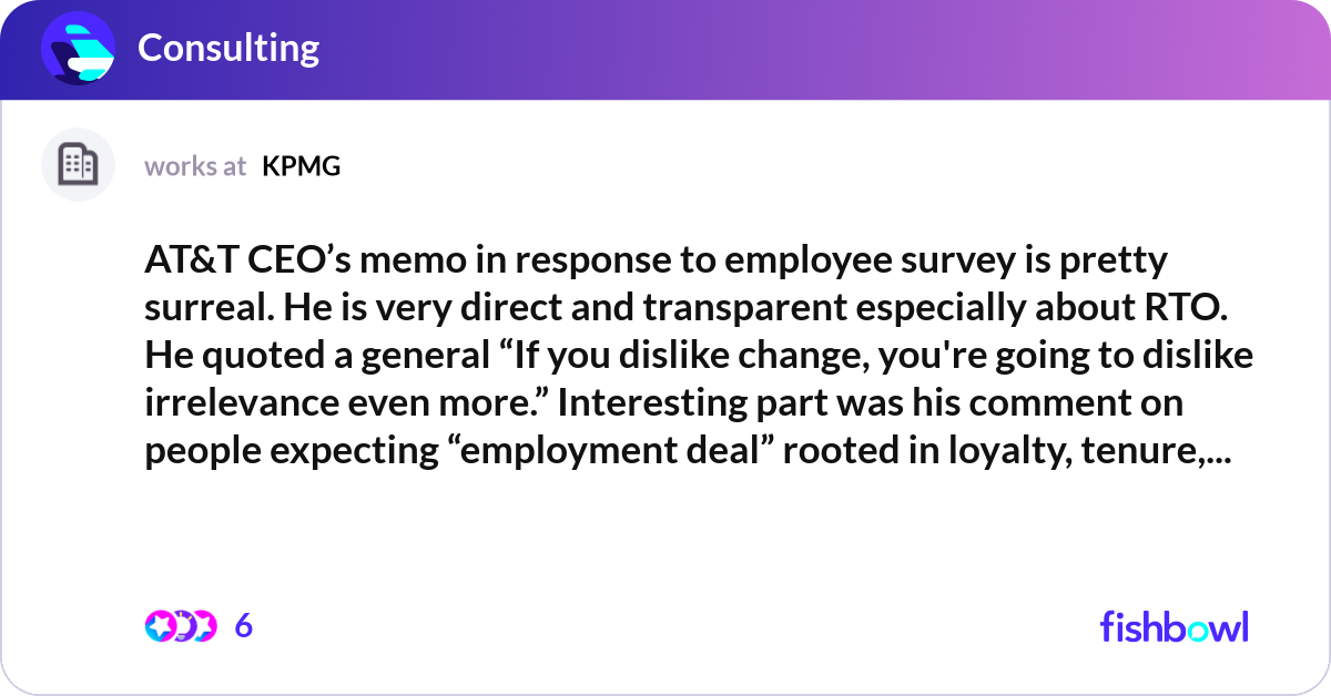AT&T CEO’s memo in response to employee survey is ... | Fishbowl