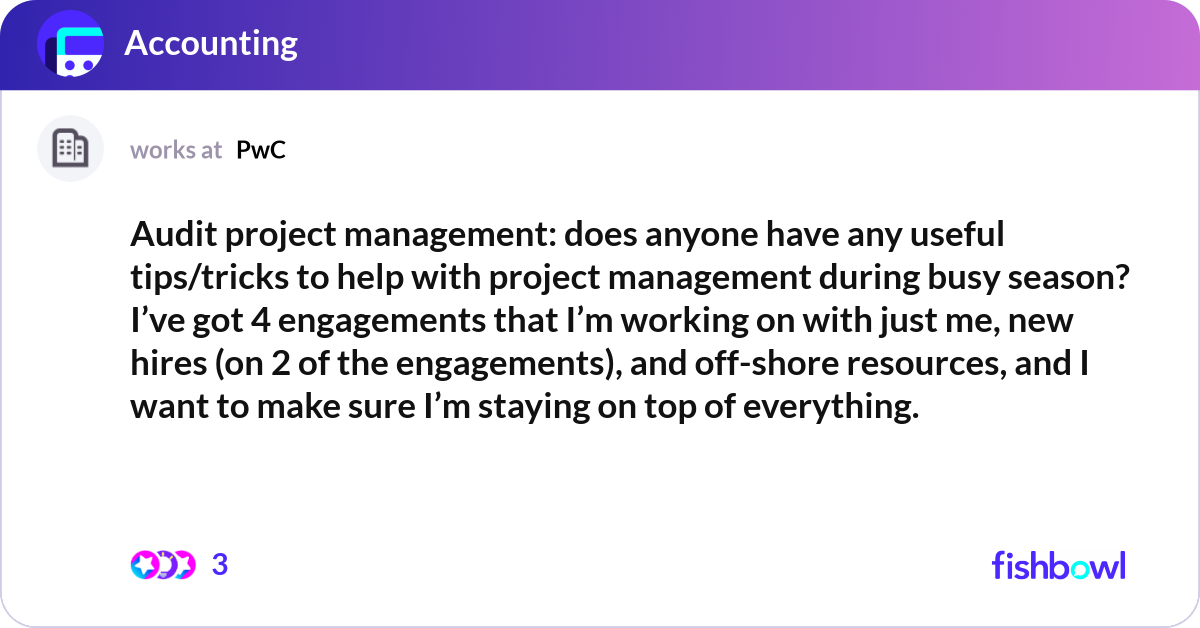 Audit project management: does anyone have any use... | Fishbowl