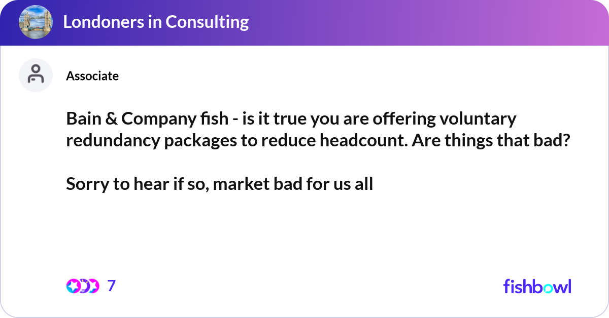 Bain & Company fish - is it true you are offering ... | Fishbowl