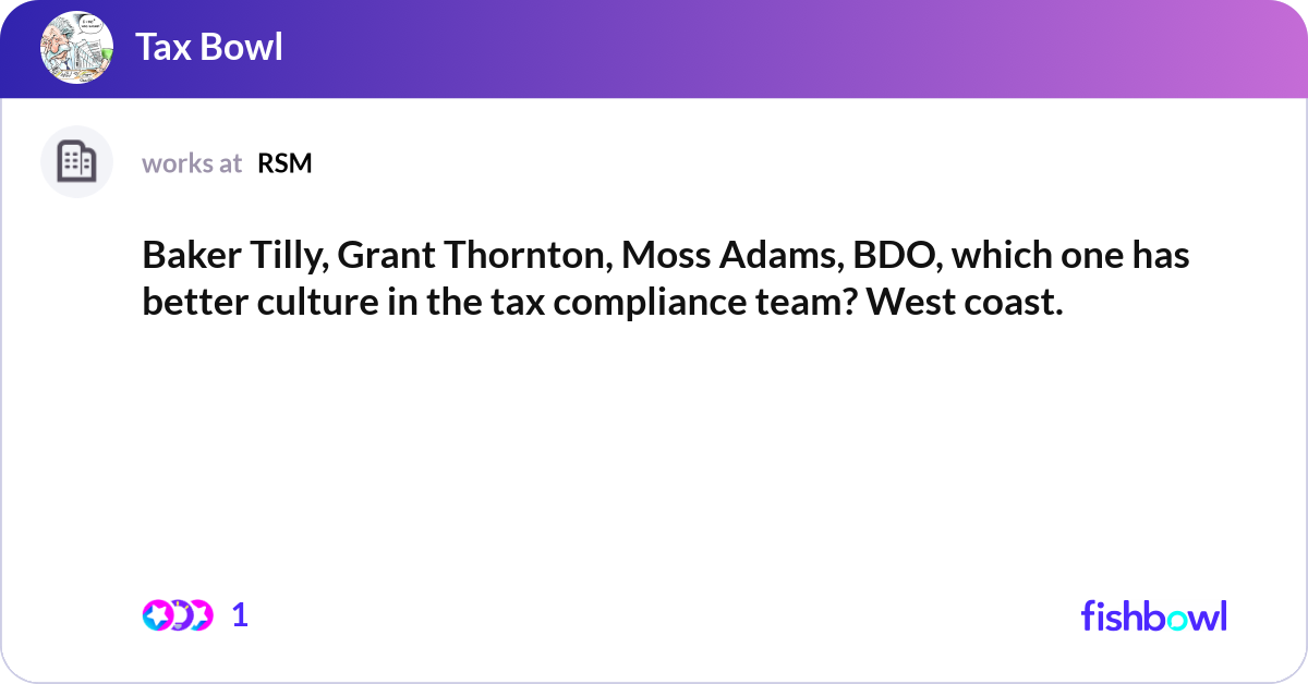 Baker Tilly, Grant Thornton, Moss Adams, BDO, whic... | Fishbowl