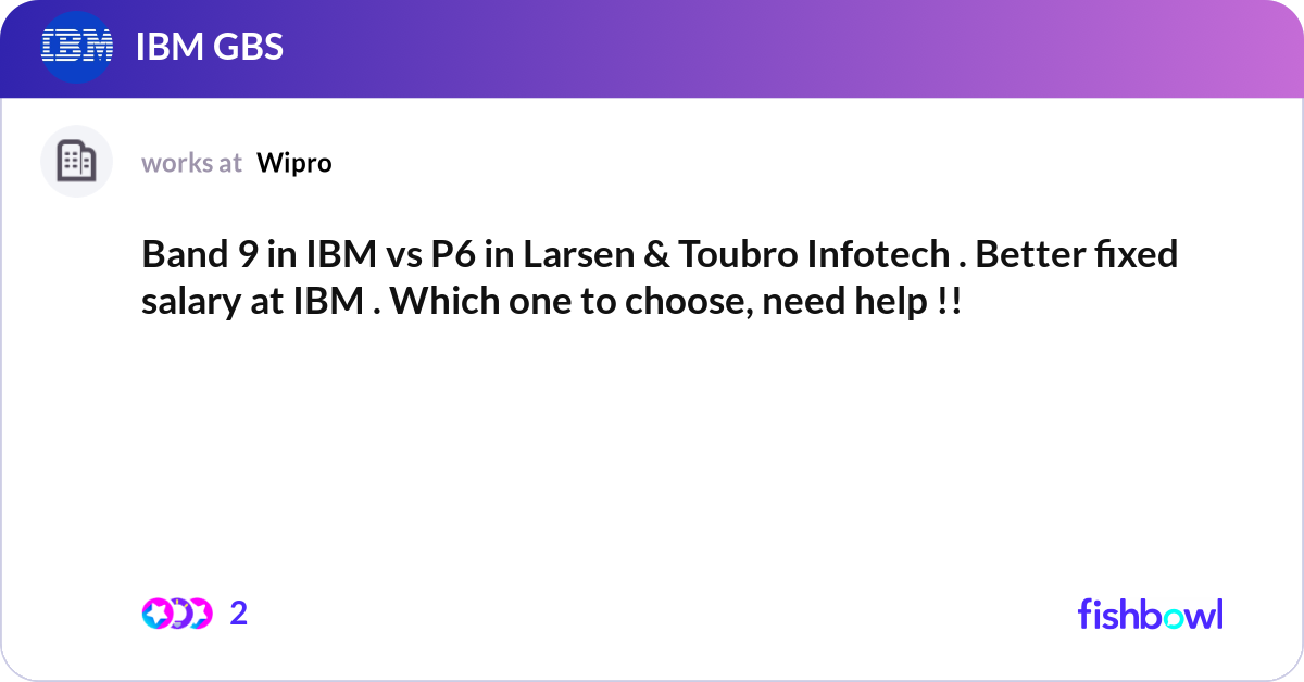 Band 9 in IBM vs P6 in Larsen & Toubro Infotech . ... | Fishbowl