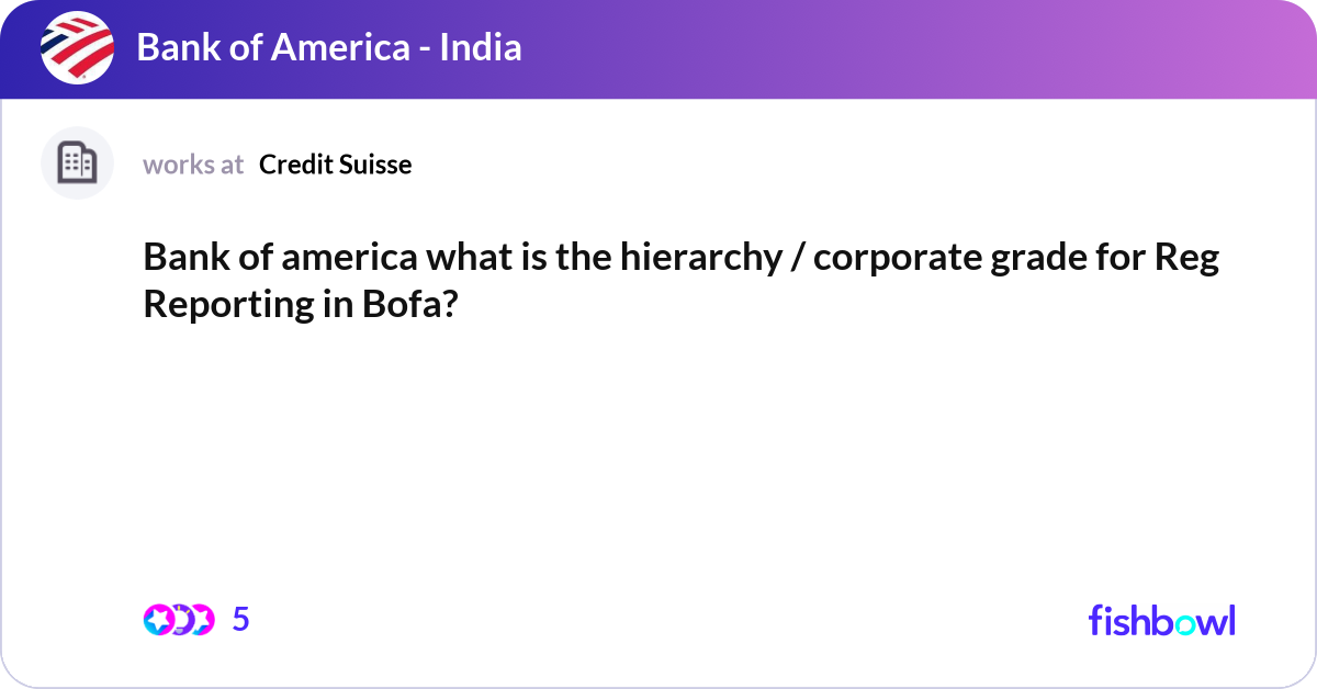 Bank of america what is the hierarchy / corporate ... | Fishbowl