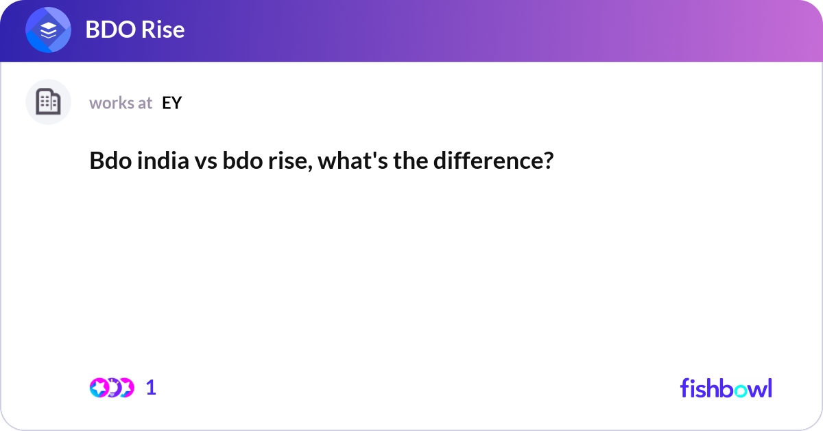 Bdo india vs bdo rise, what's the difference? | Fishbowl