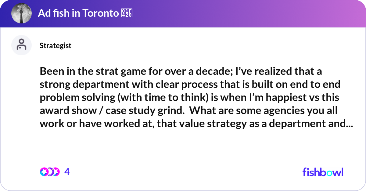 Been in the strat game for over a decade; I’ve rea... | Fishbowl