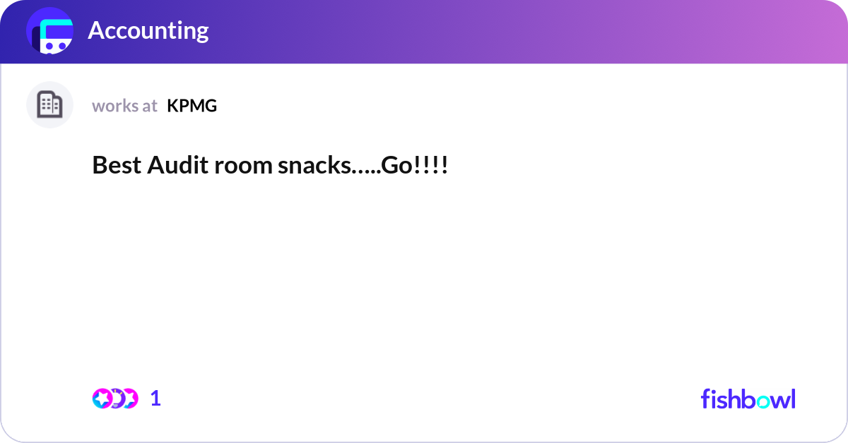 Best Audit room snacks…..Go!!!! | Fishbowl
