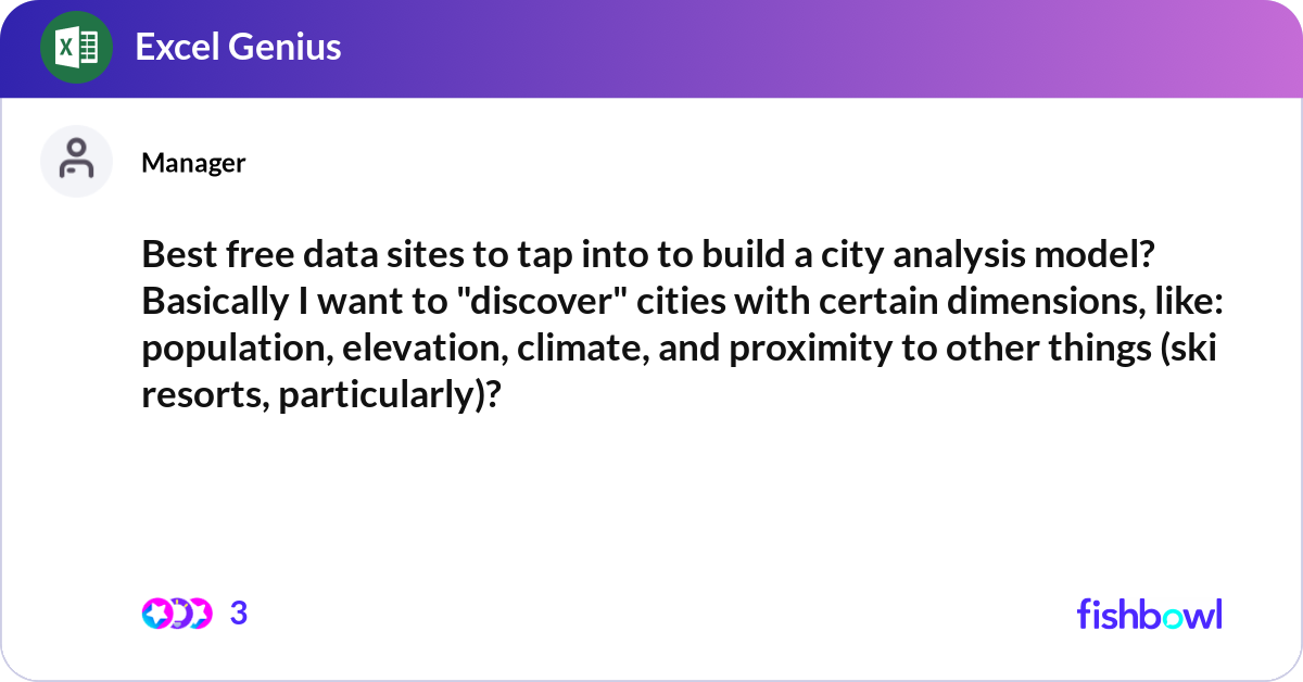 Best free data sites to tap into to build a city a... | Fishbowl
