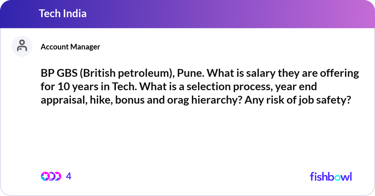 BP GBS (British petroleum), Pune. What is salary t... | Fishbowl